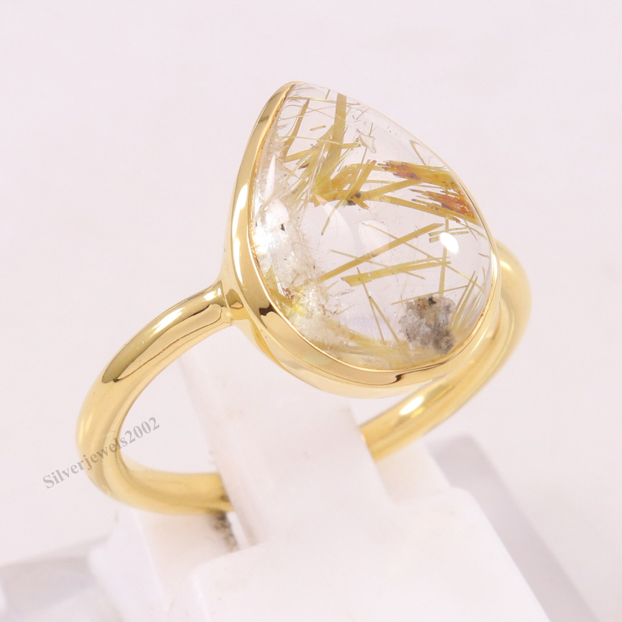 Rutilated Quartz Ring-sterling Silver Ring-statement | Etsy