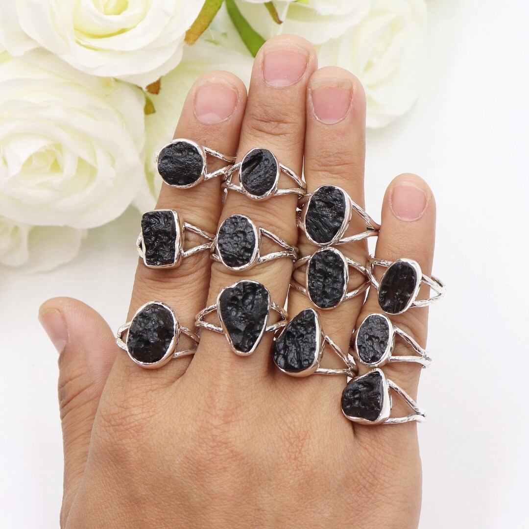 Raw Tektite Ring, Silver Ring, Ring for Women, Statement Ring, Handmade ...
