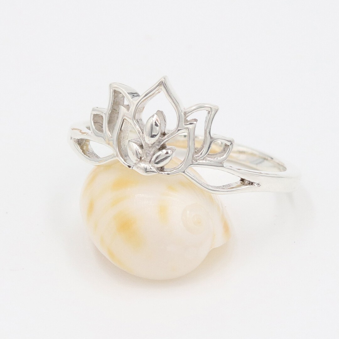 Silver Lotus Ring, Sterling Silver Midi Ring, Handmade Ring, Statement ...