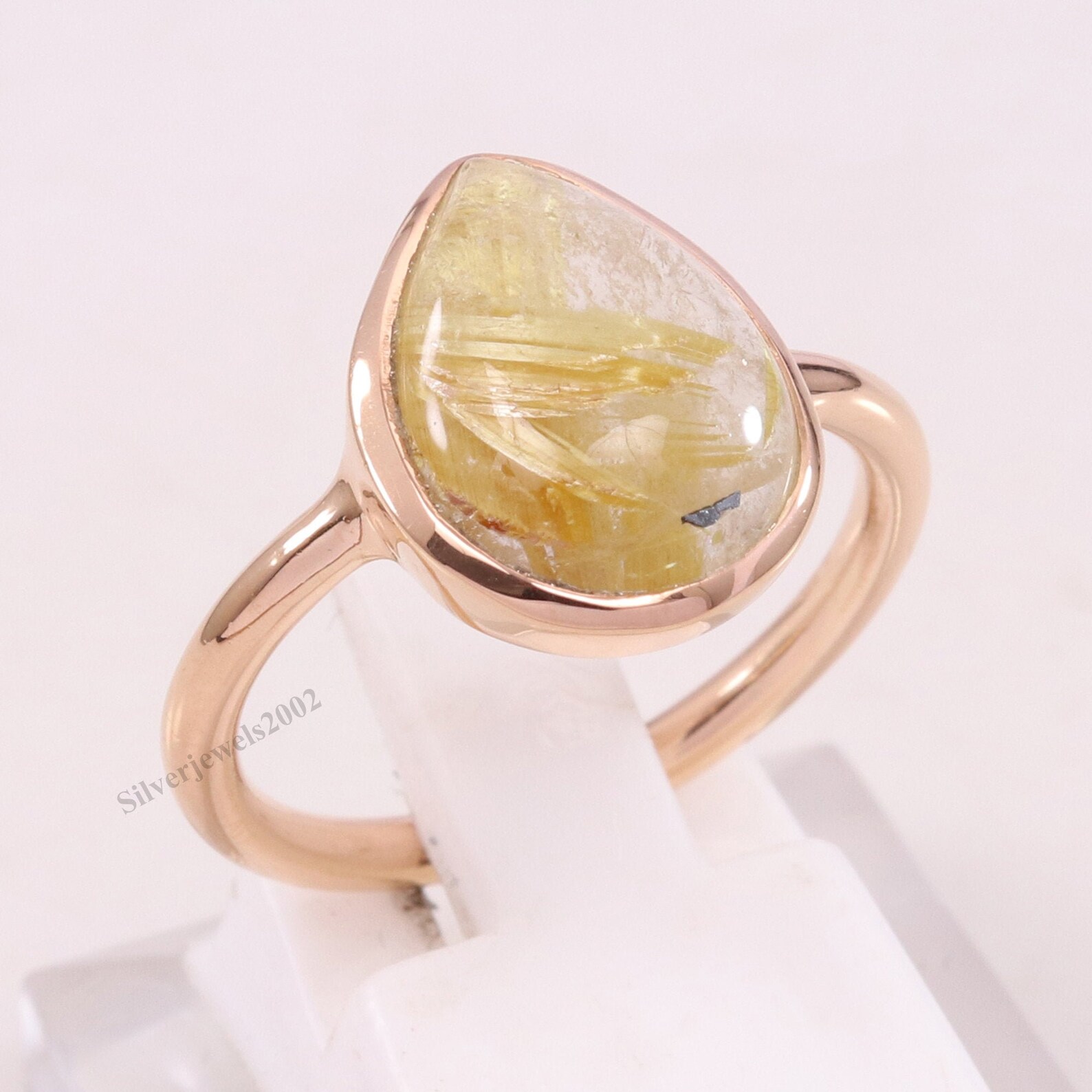 Rutilated Quartz Ring-sterling Silver Ring-statement | Etsy