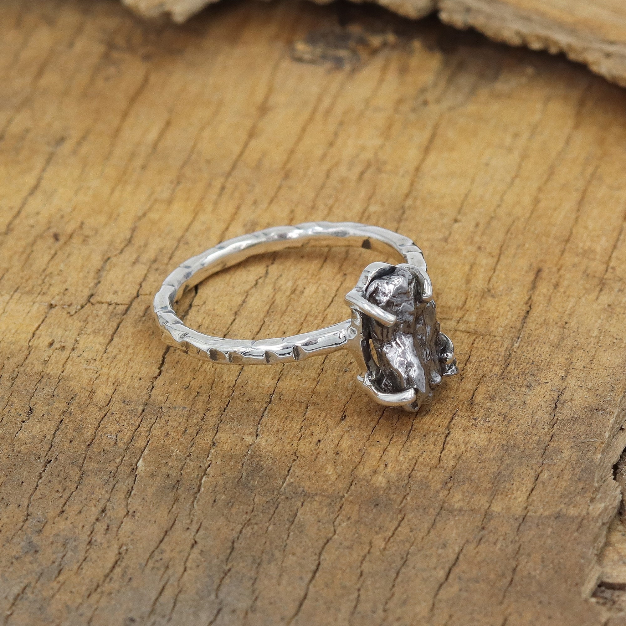 Raw Meteorite Ring, Solid Sterling Silver Ring, Ring for Women ...