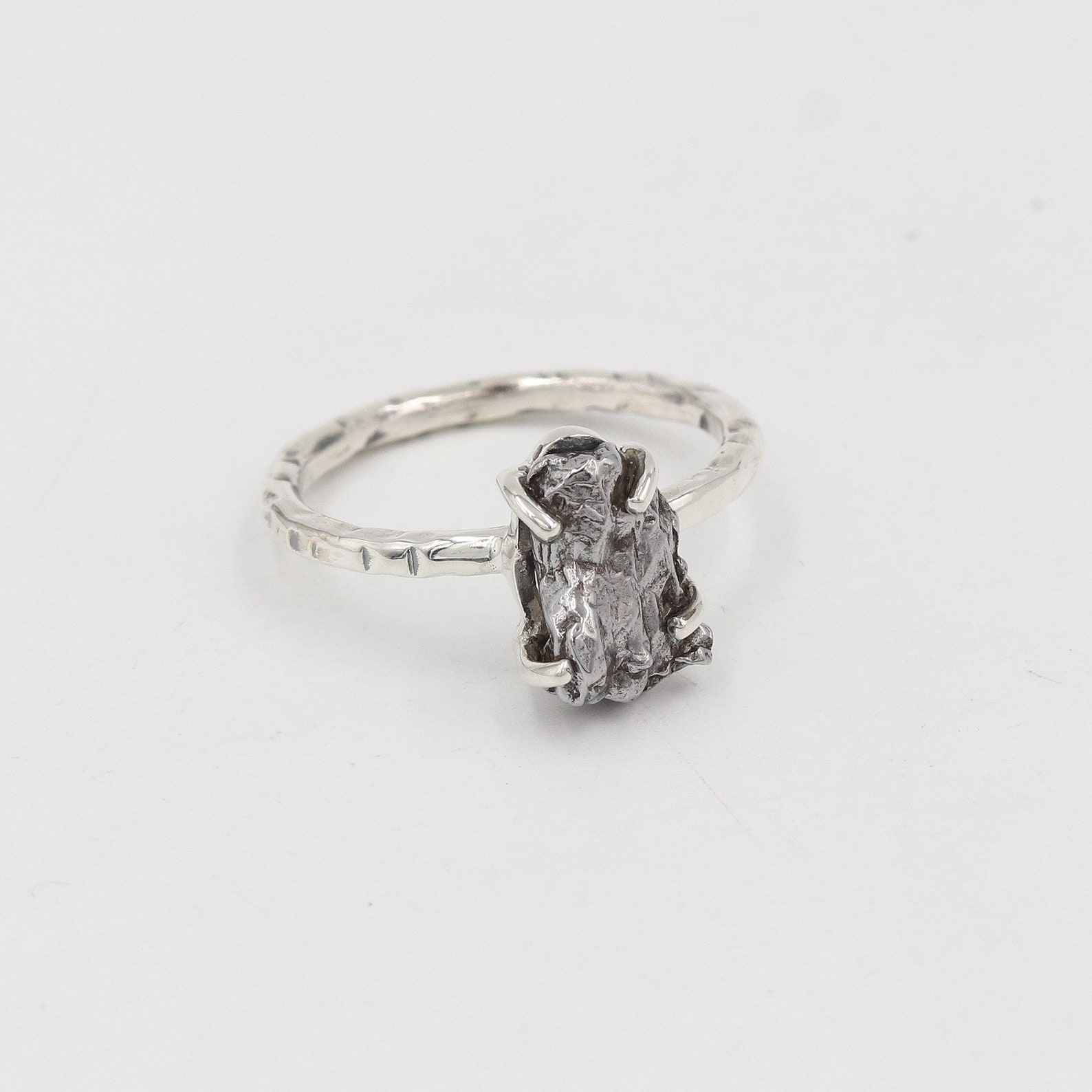 Raw Meteorite Ring, Solid Sterling Silver Ring, Ring for Women ...