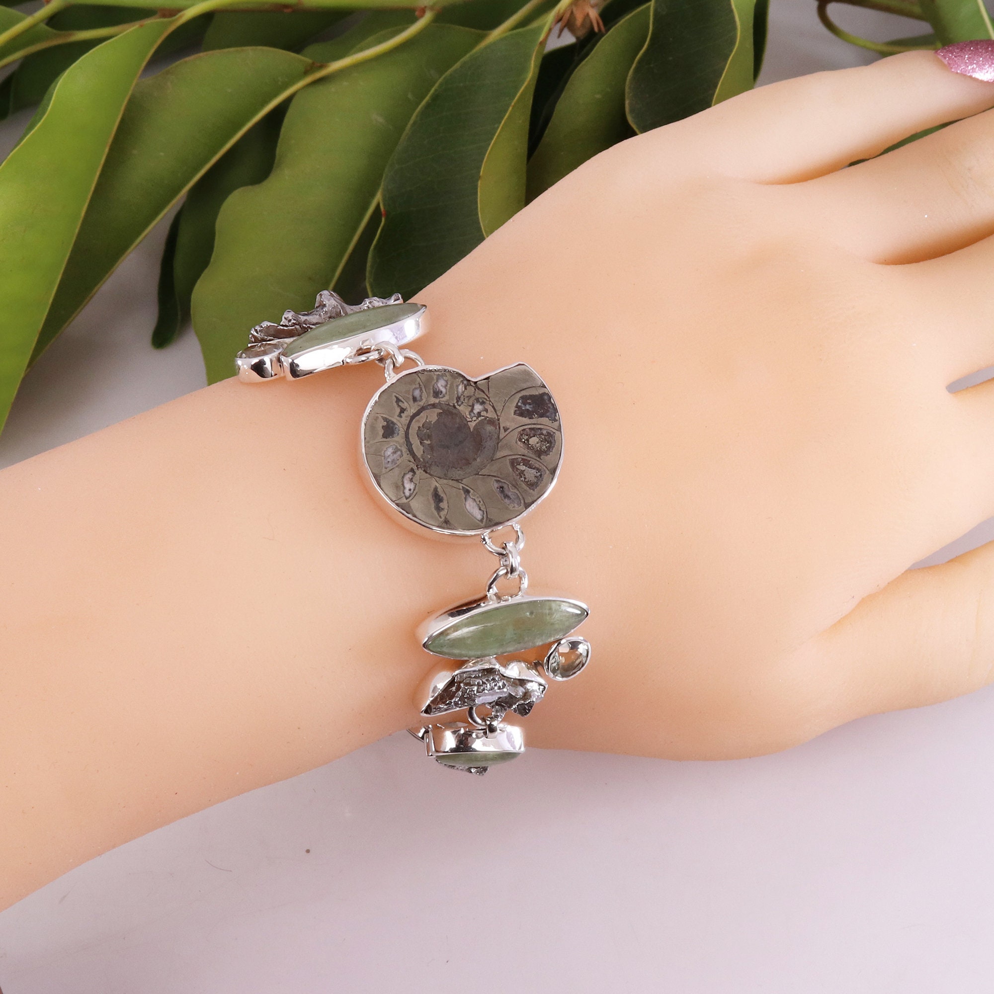 Meteorite Bracelet-sterling Silver Bracelet-ammonite | Etsy