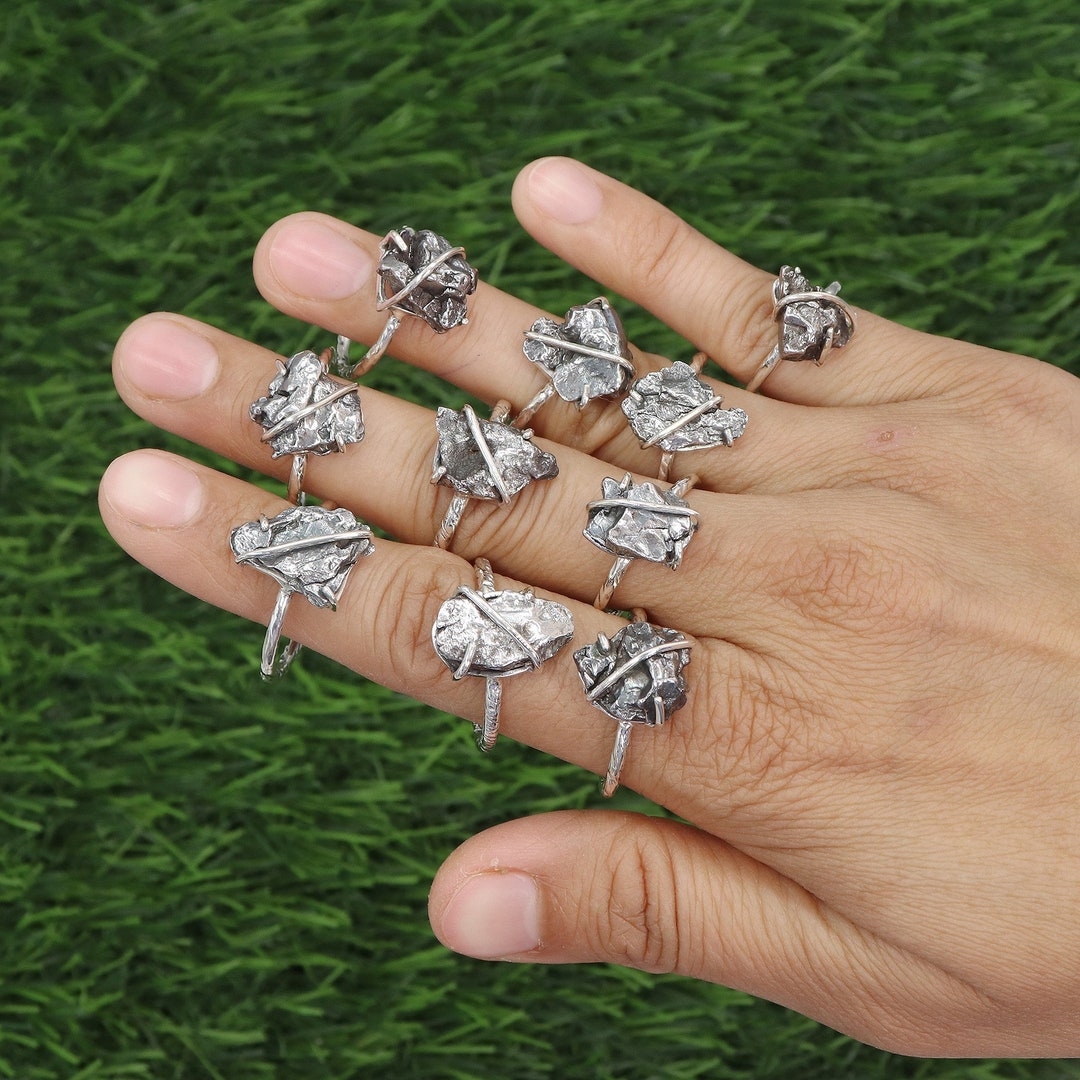 Sterling Silver Meteorite Ring, Sikhote-alin Meteorite Ring, Handmade ...