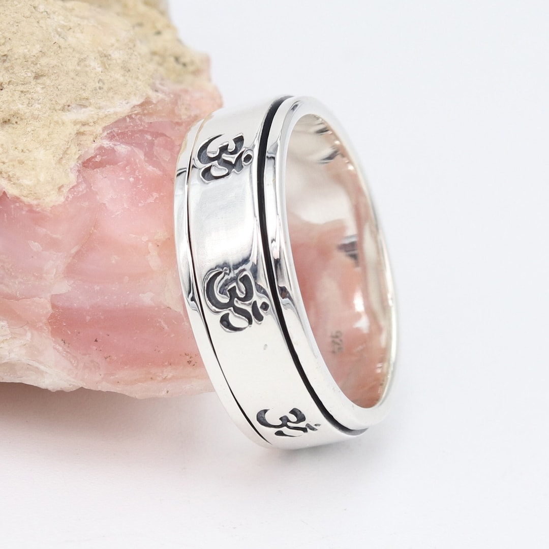 Om Ring, Fidget Ring, Spinner Ring, Sterling Silver Ring, Anxiety Ring ...