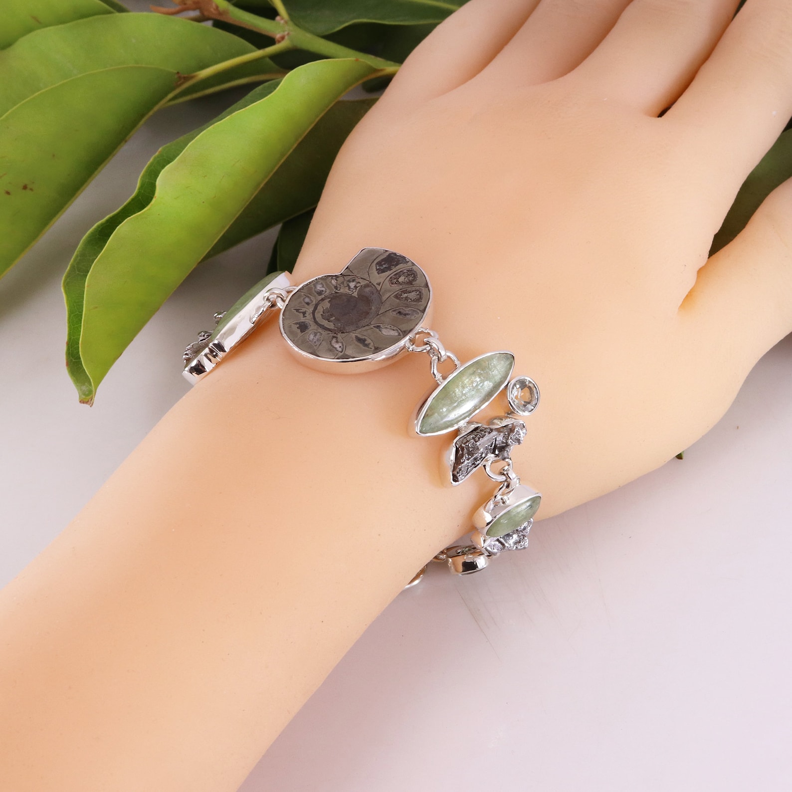 Meteorite Bracelet-sterling Silver Bracelet-ammonite | Etsy