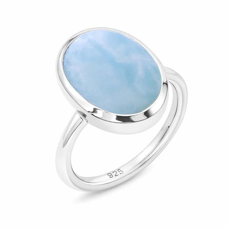 Larimar Ring, Solid 925 Silver, Solitaire Ring, Statement Ring ...
