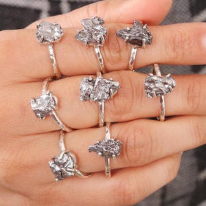 Raw Meteorite Ring, Solid Sterling Silver Ring, Ring for Women ...