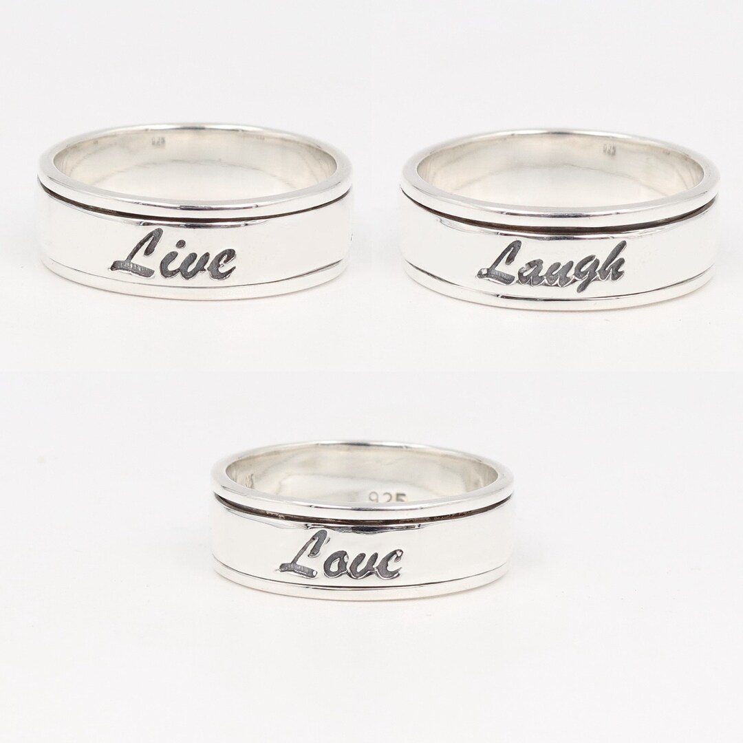 Handmade Sterling Silver Live Laugh Love Spinner Ring, Anxiety Fidget ...