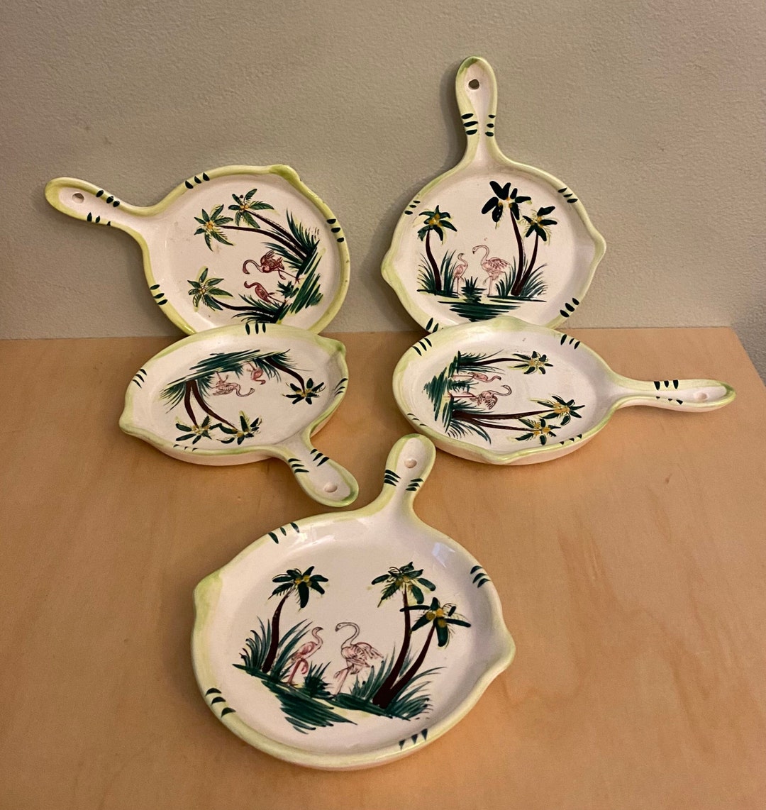 LEFTONS Exclusives Japan a Set/5 Ceramic Skillet Trays With Flamingos ...