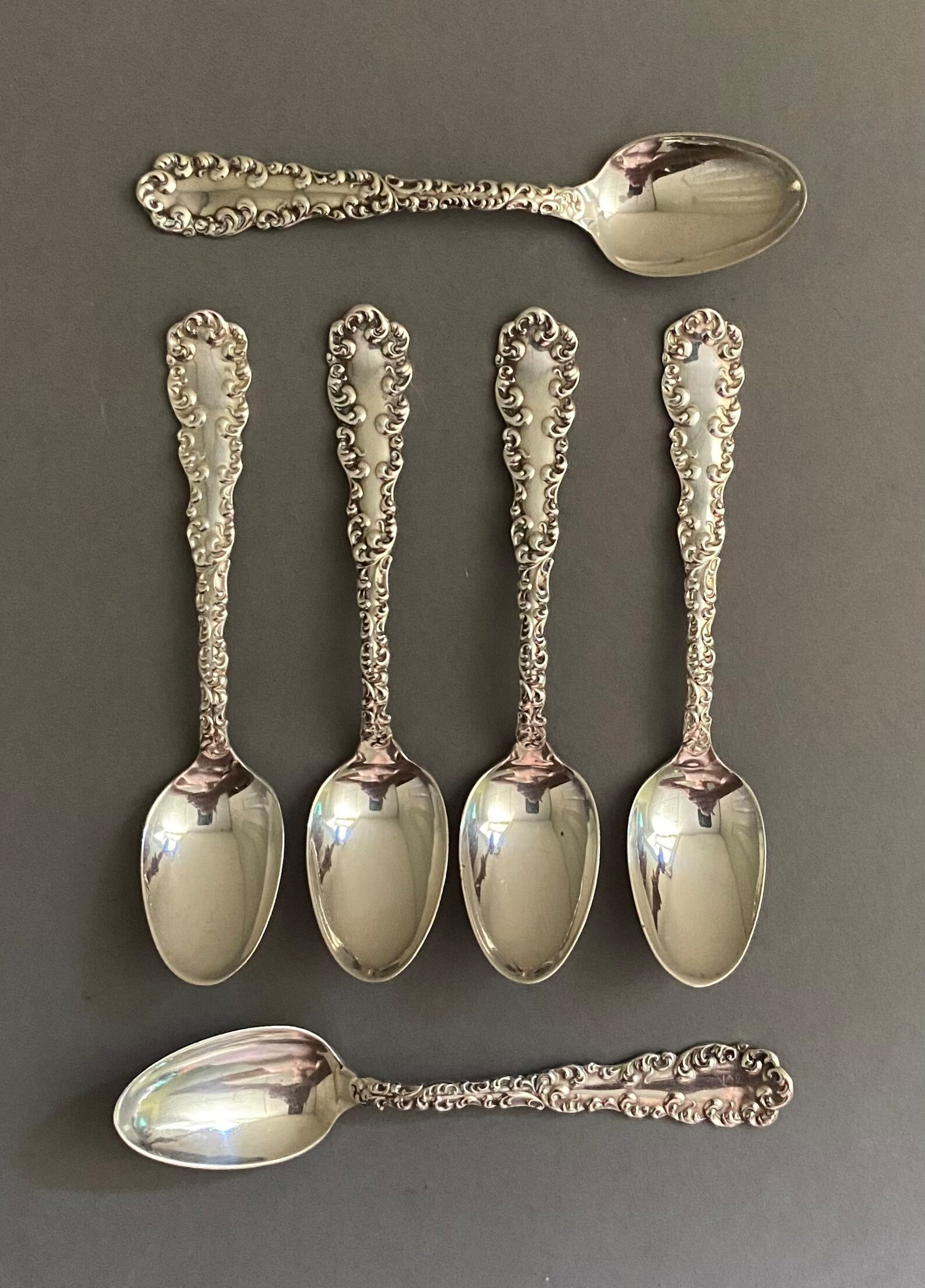 WAVERLEY by R. Wallace & Sons Set/6 Sterling Demitasse Spoons in a ...