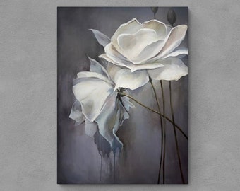 Large Flower Canvas Wall Art - Etsy