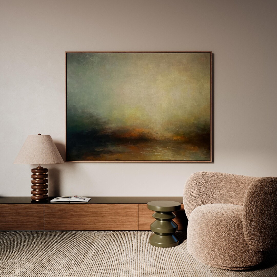 Goth Wall Art, Gothic Home Decor - Large Horizontal Sage Green Dark Art ...