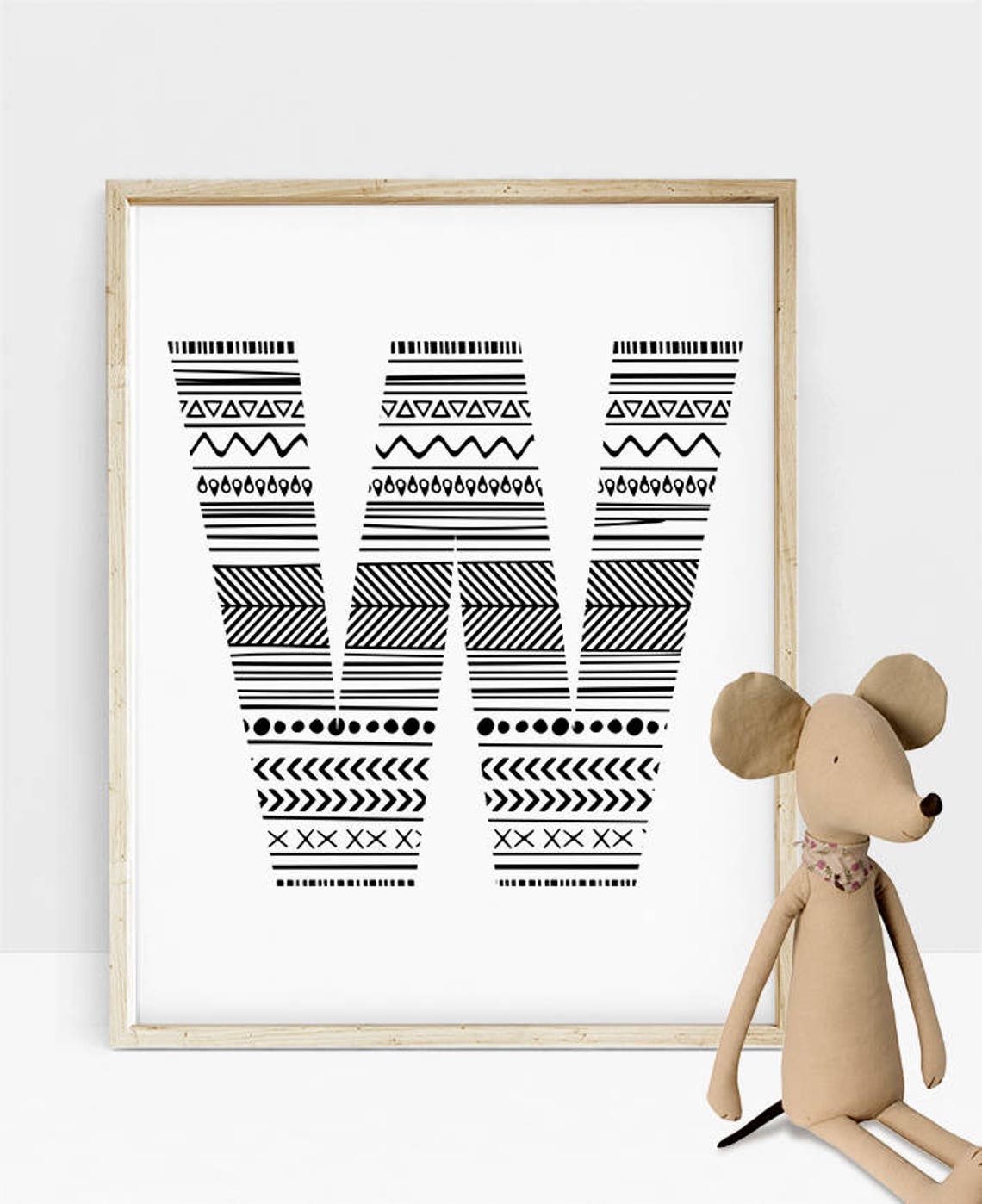 Letter Wall Decor Letter W Initial Printable Custom | Etsy