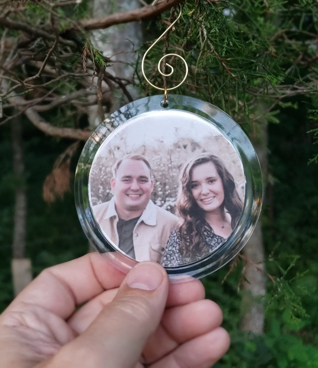 Christmas Tree Ornament DIY Photo Hanging Frame Round Clear Circle ...