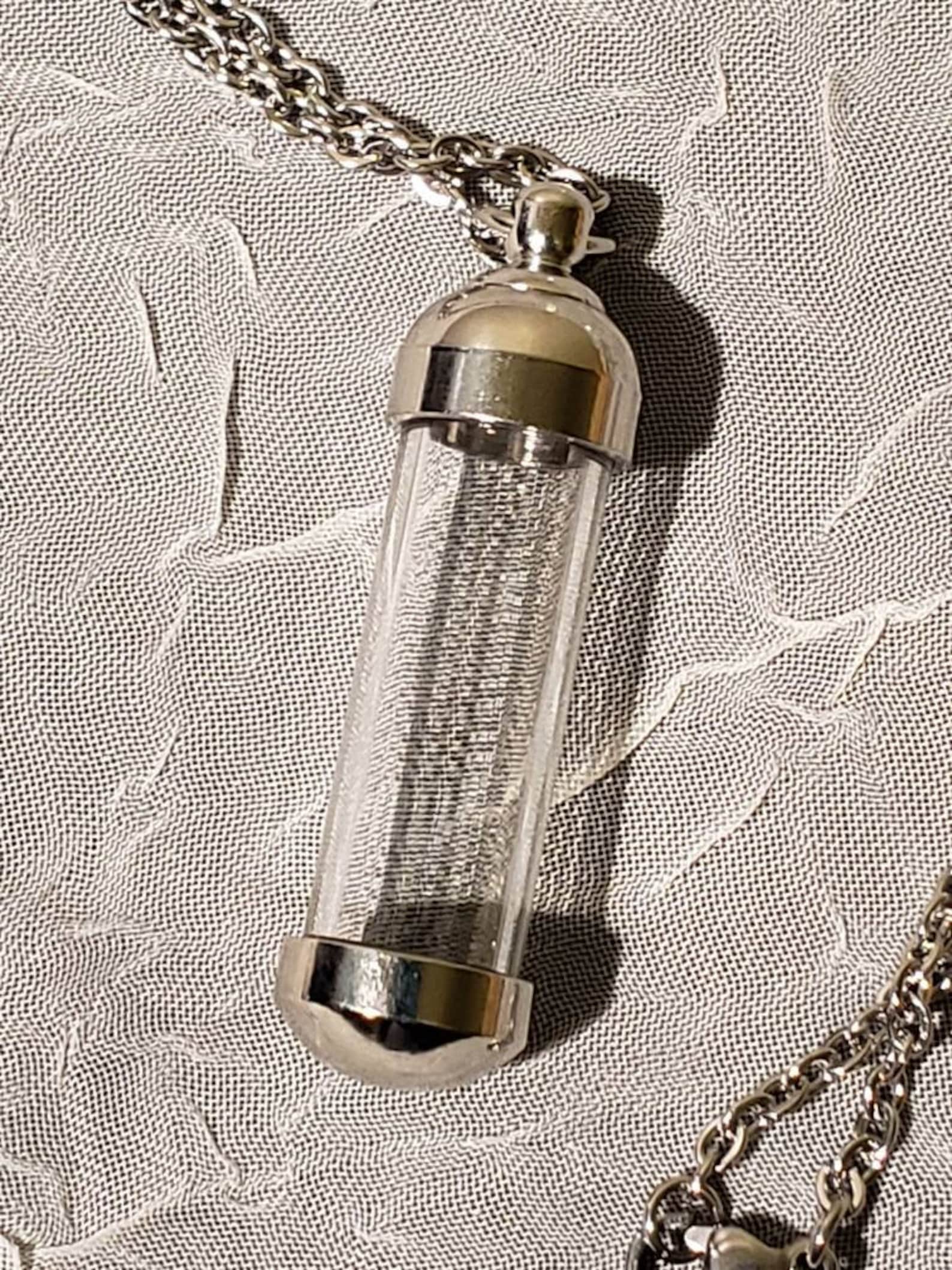 Empty Fillable Vial Bottle - Stainless Steel Chain | Memorial Keepsake ...
