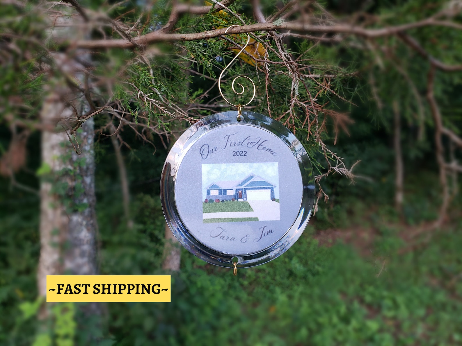 Christmas Tree Ornament DIY Photo Hanging Frame Round Clear Circle ...