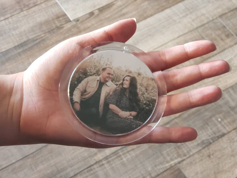 Christmas Tree Ornament DIY Photo Hanging Frame Round Clear Circle ...