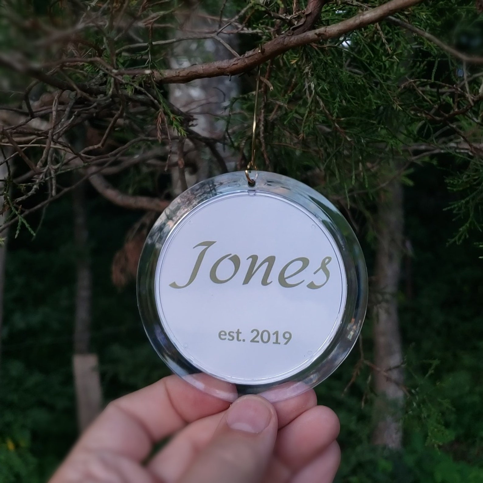 Christmas Tree Ornament DIY Photo Hanging Frame Round Clear Circle ...