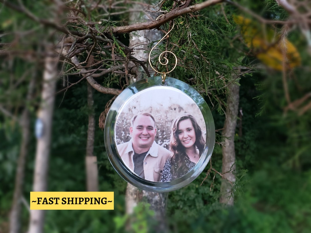 Christmas Tree Ornament DIY Photo Hanging Frame Round Clear Circle ...