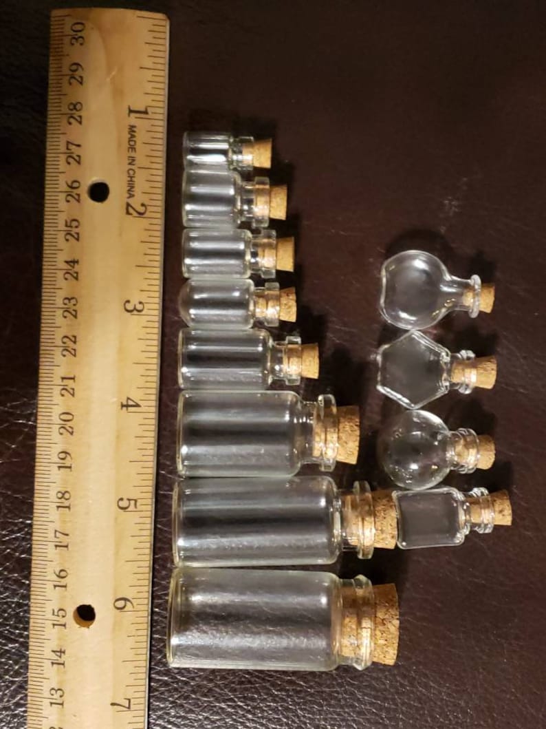 Empty Fillable Mini Glass Bottle Charms With Cork Stopper Dainty ...