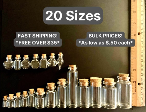 Mini Glass Bottles 20 SIZES BULK PRICES Tiny Clear Jar Cork - Etsy