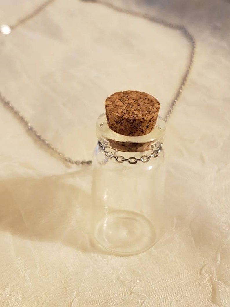 Empty Stainless Steel Chain Necklace Fillable Mini Glass Bottle Charm W ...