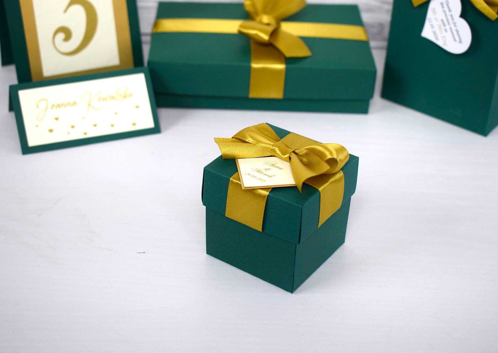 Elegant Favor Boxes Emerald Wedding Box Emerald Green & Gold - Etsy
