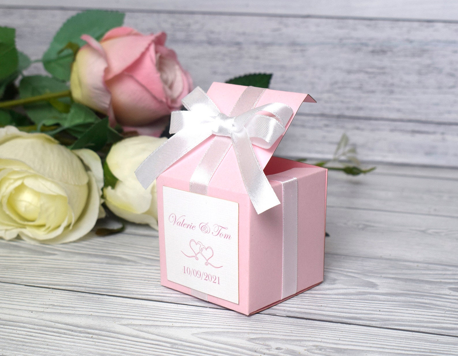 Pink Favor Boxes Wedding Favor Boxes Personalized Candy - Etsy