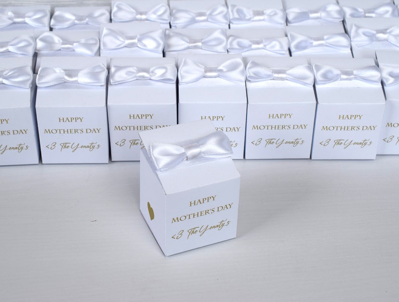 White Favor Boxes White and Gold Favor Boxes Personalized | Etsy