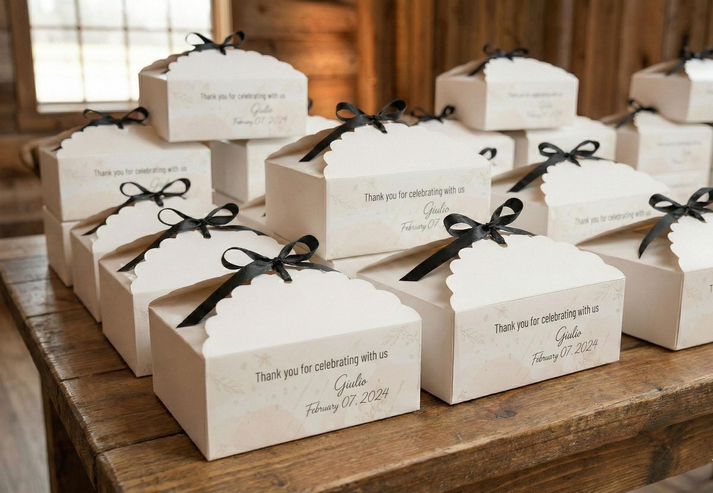 Personalized Wedding Cake Box, Custom Favor Box, Ribbon Detail - Etsy