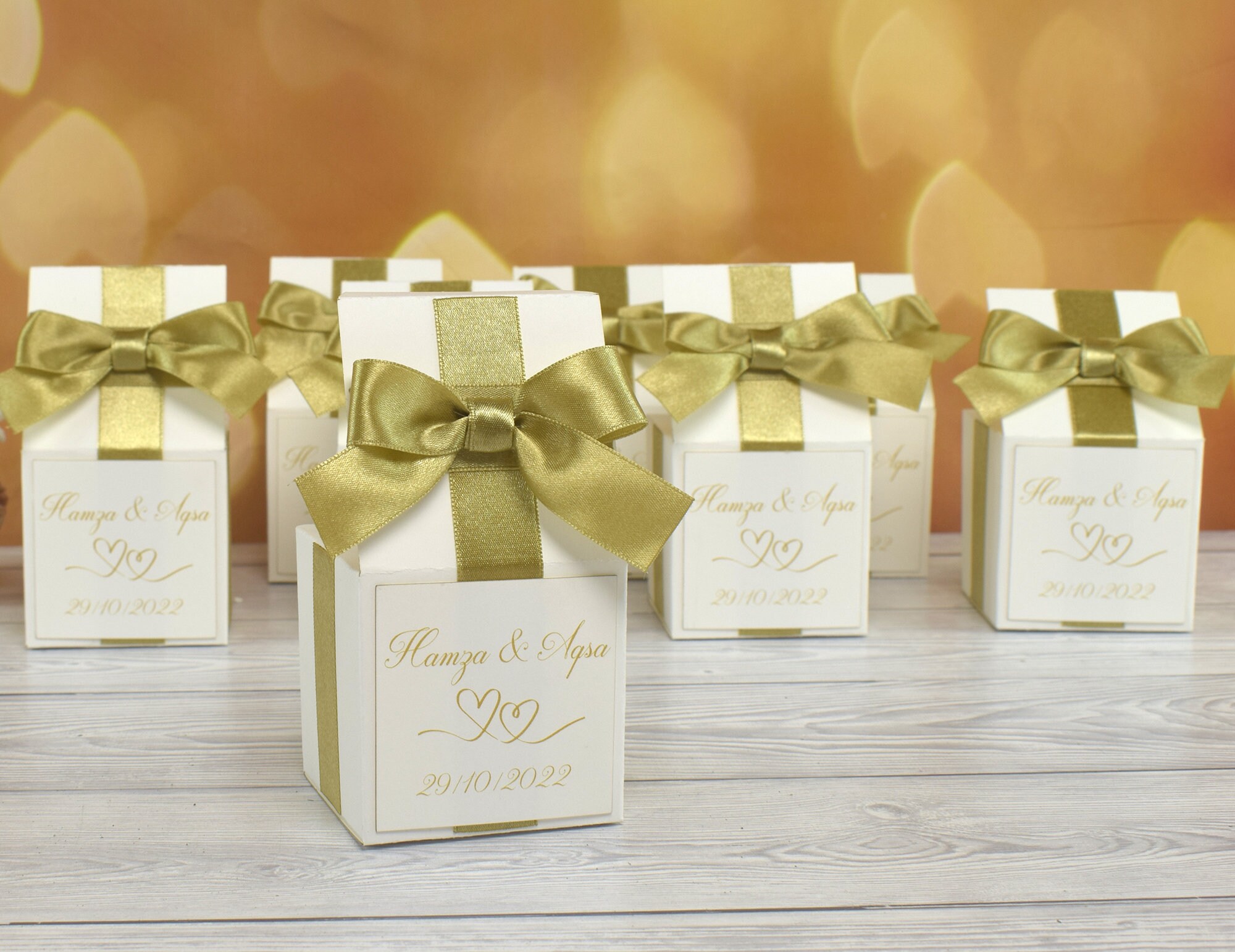 Personalized Wedding Favor Boxes, Elegant Candy Gift Box With Bow - Etsy
