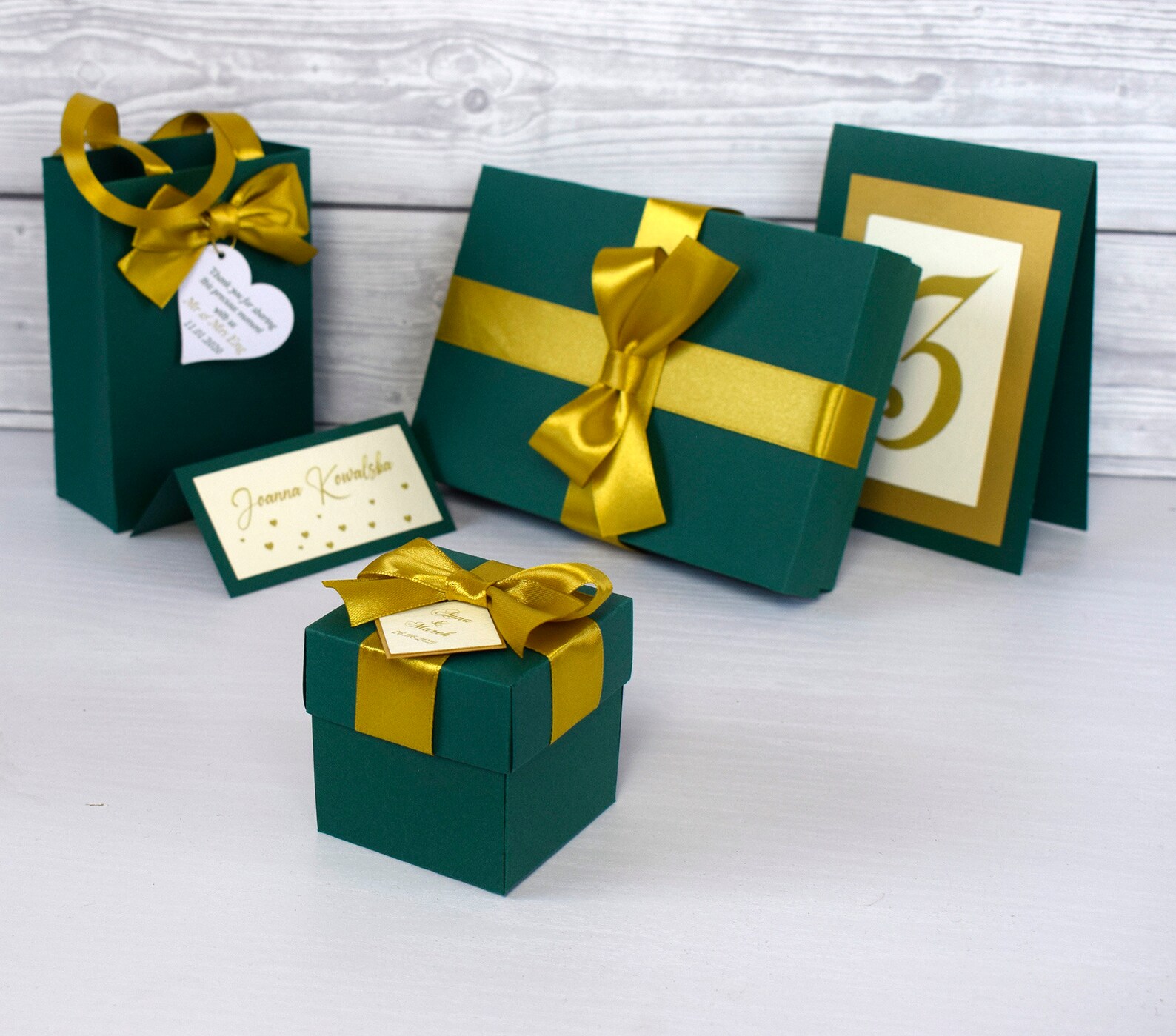 Elegant favor boxes Emerald wedding box Emerald Green & Gold | Etsy