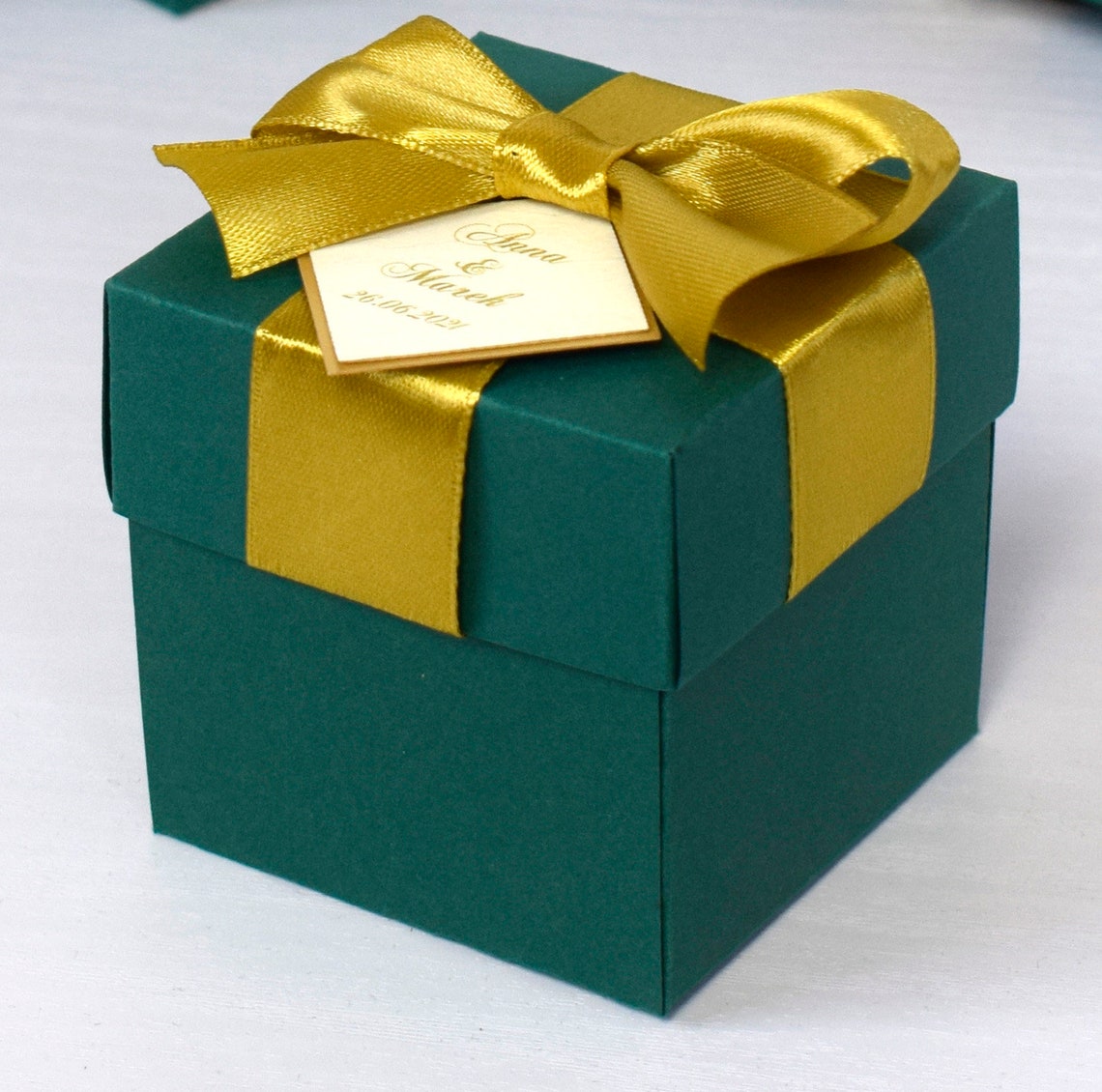 Elegant Favor Boxes Emerald Wedding Box Emerald Green & Gold - Etsy