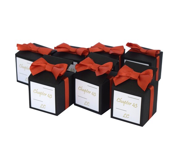 Red And Black Favor Boxes Red Rose On Black White Stripe Wedding Party
