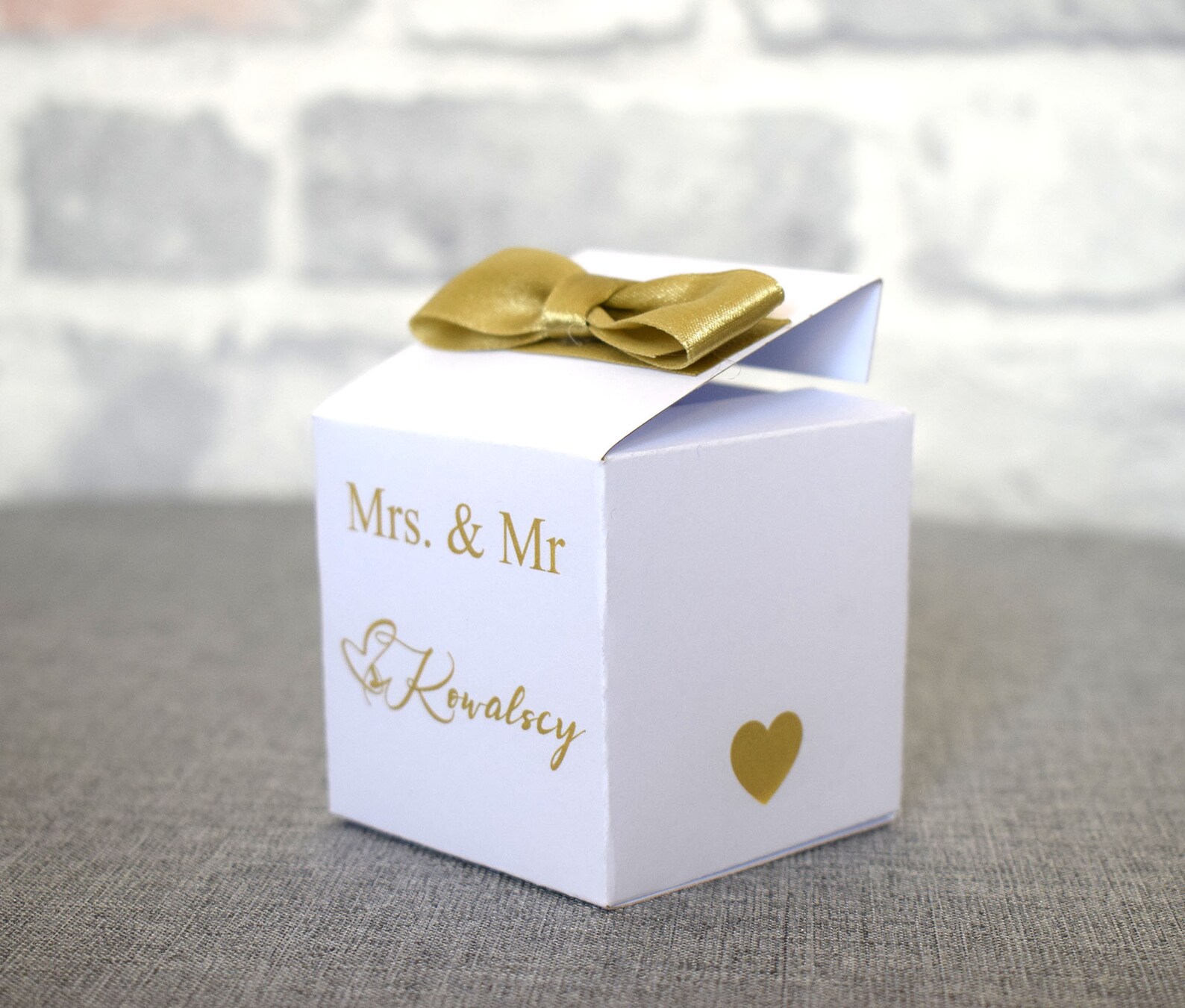 White Favor Boxes White and Gold Favor Boxes Personalized | Etsy