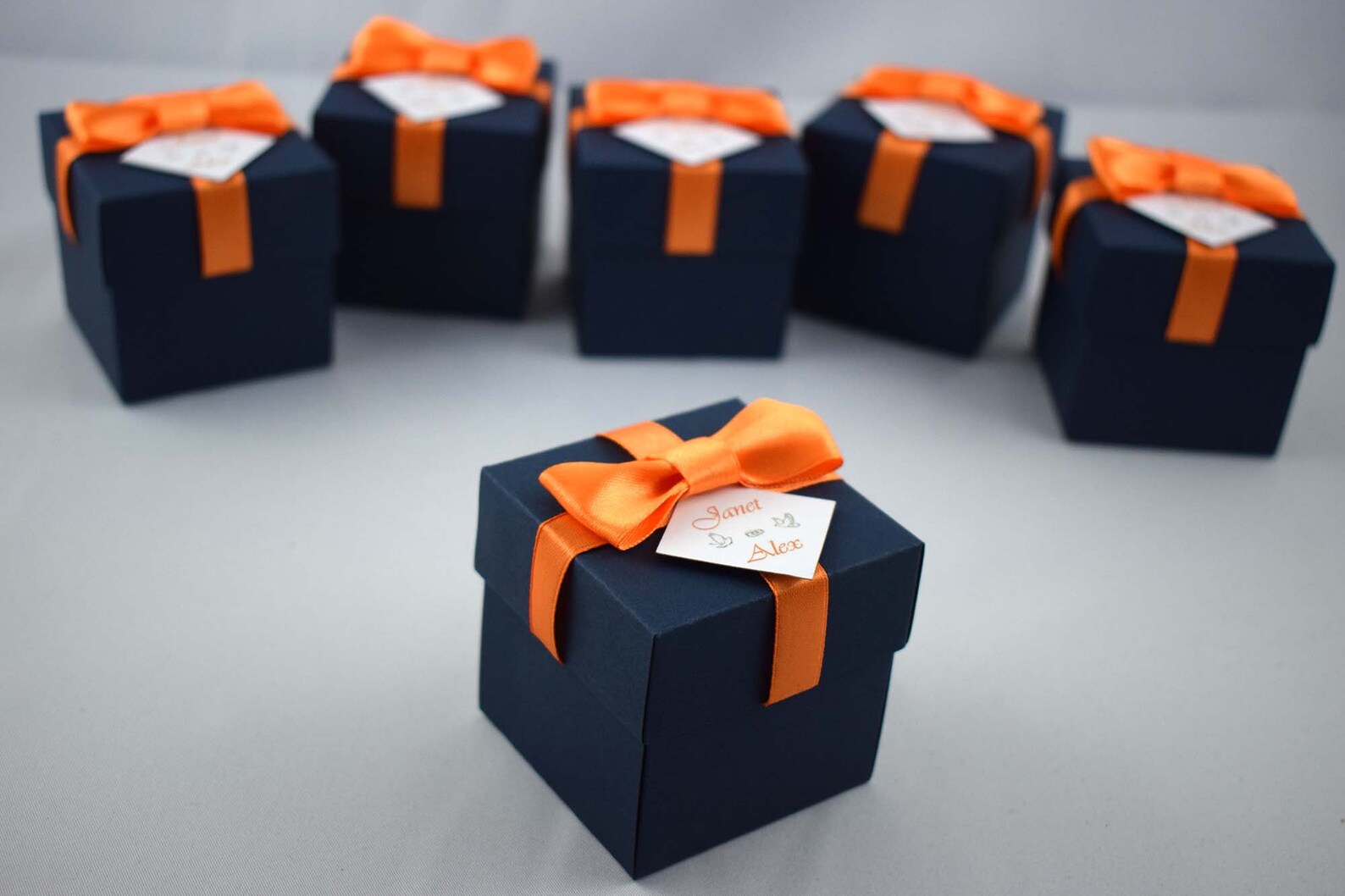 Navy Blue Boxes Personalized Wedding Boxes Navy Favor Boxes | Etsy