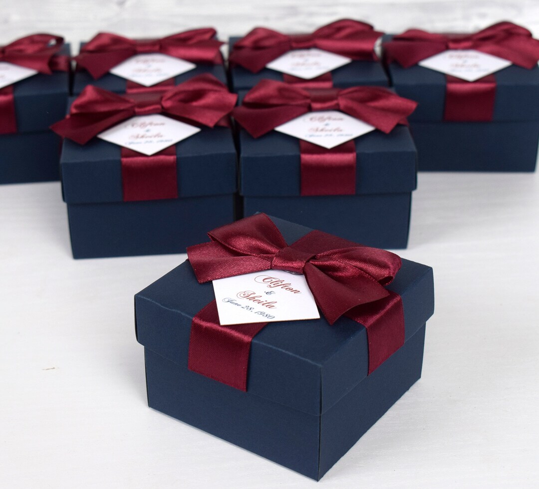 Wedding Favor Boxes, Navy Blue Favor Box, Dessert Box, Thank You Gift ...