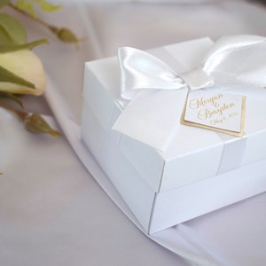 Custom Wedding Favor Boxes: Ivory or White With Ribbon - Etsy