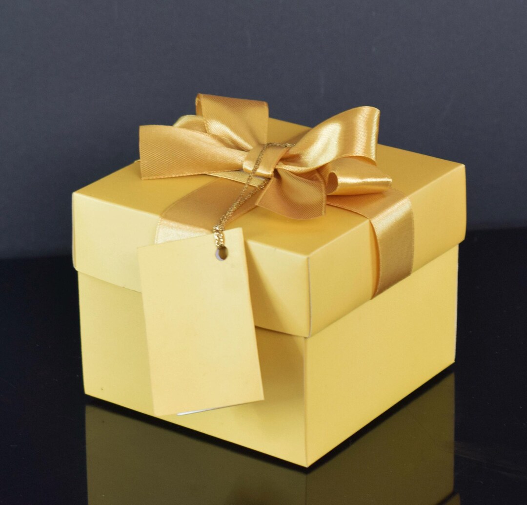 Golden Gift Box: Personalized Label, Elegant Ribbon - Etsy