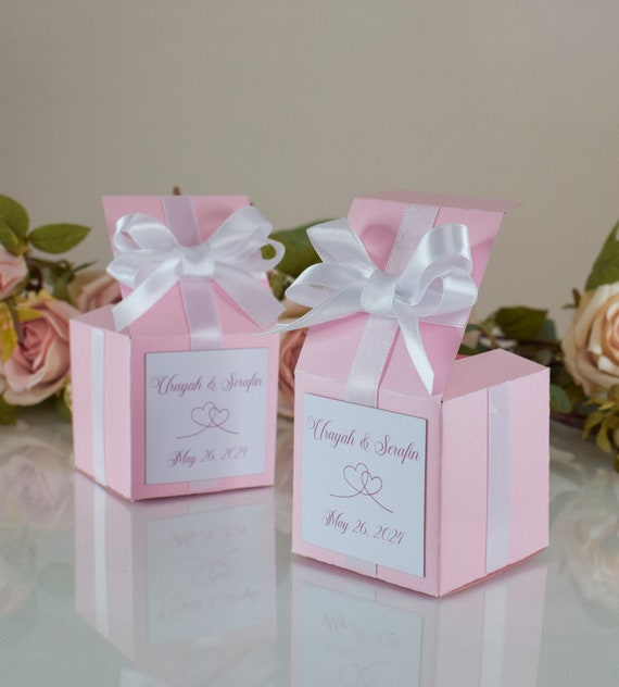 Pink Favor Boxes Wedding Favor Boxes Personalized Candy Boxes Wedding Thank You Boxes Thank You Mini Party Favor Box Custom Box Etsy UK