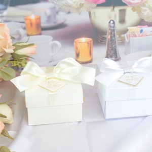 Custom Wedding Favor Boxes: Ivory or White With Ribbon - Etsy