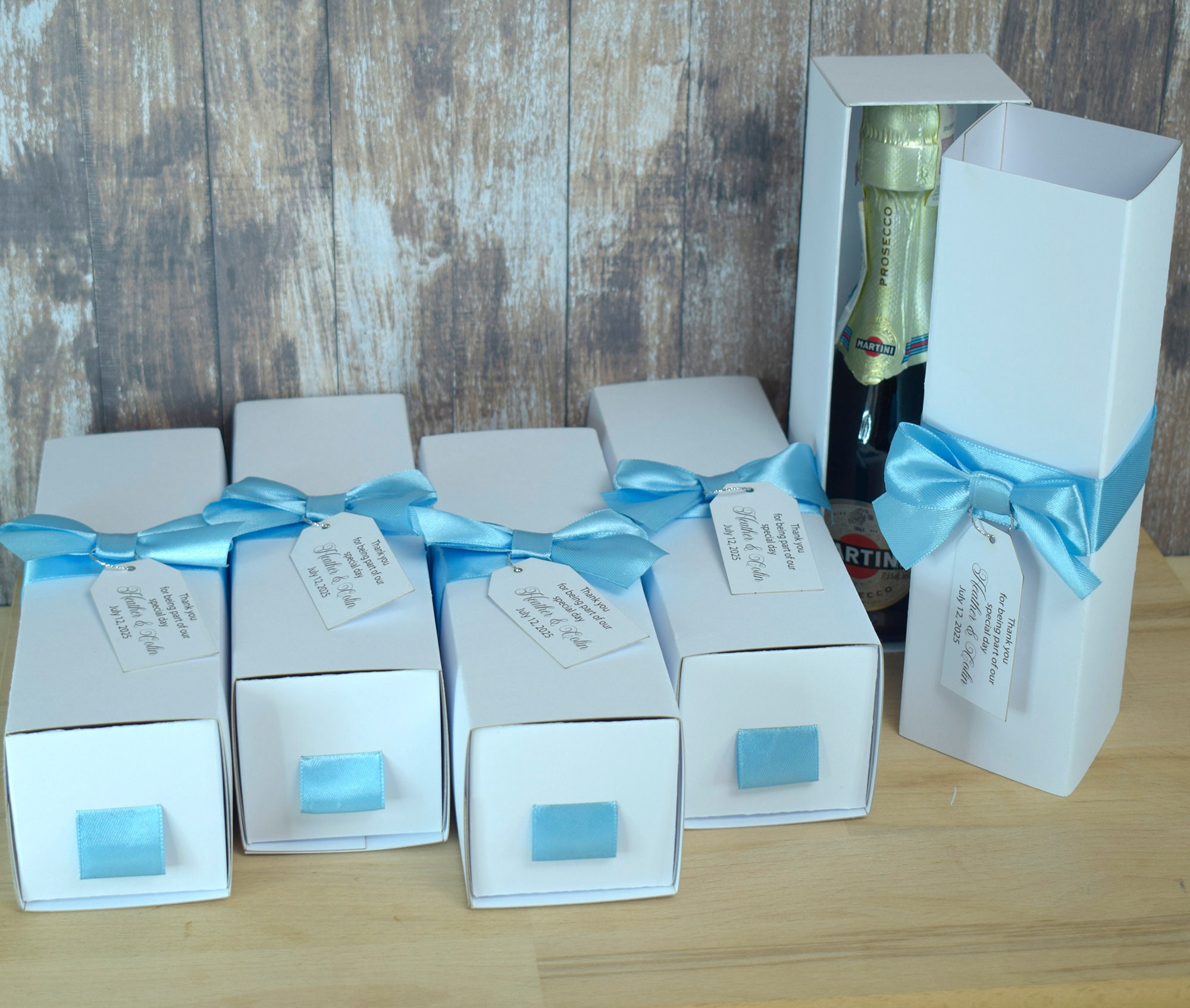 Personalized Mini Champagne Bottle Box, Wedding Favor, Bow Detail - Etsy
