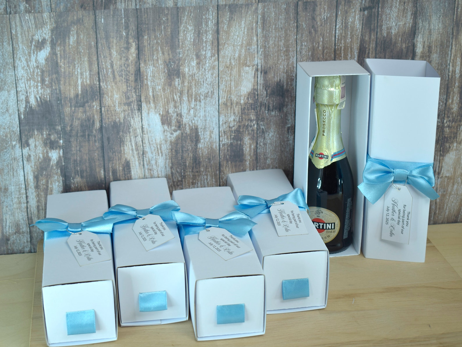 Personalized Mini Champagne Bottle Box, Wedding Favor, Bow Detail - Etsy
