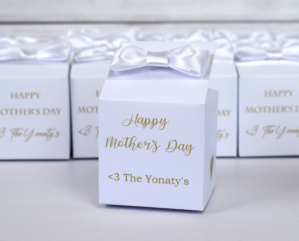 White Favor Boxes White and Gold Favor Boxes Personalized | Etsy