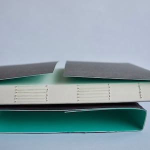 Long-stitch Bound Book in Grey and Turquoise Phase Box - Etsy