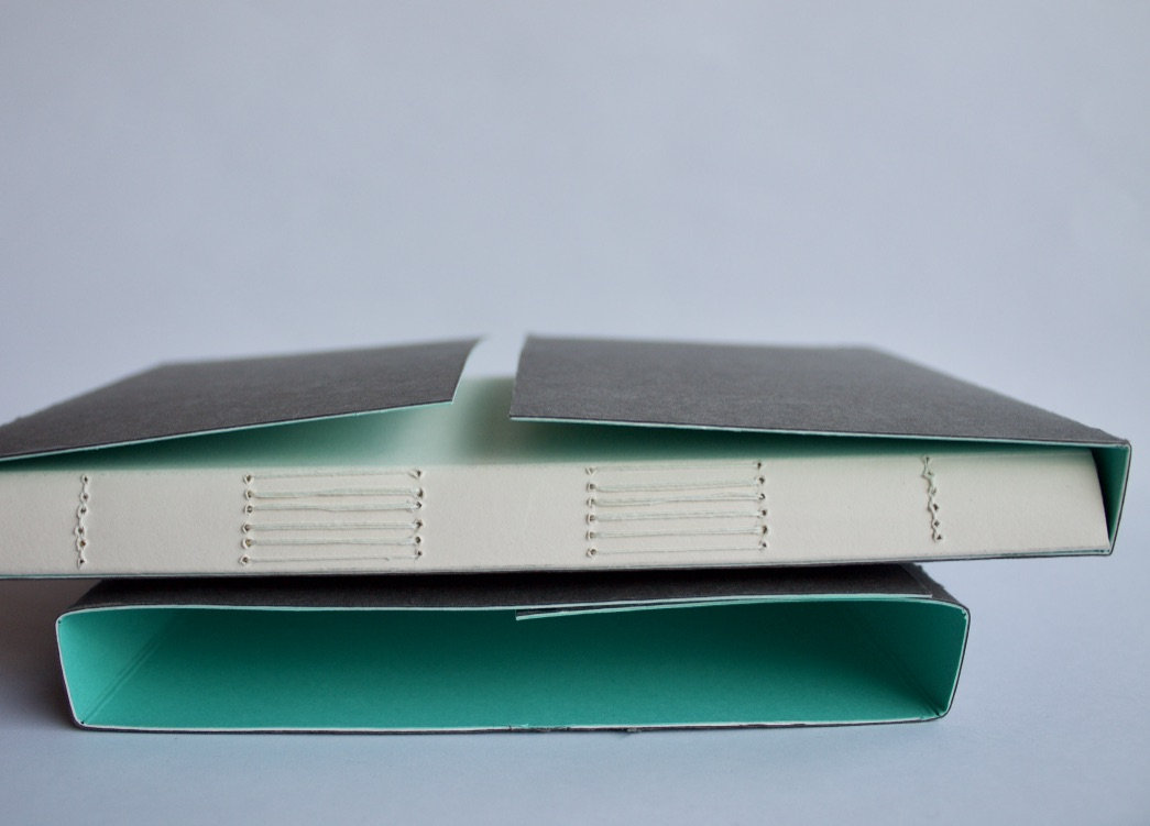 Long-stitch Bound Book in Grey and Turquoise Phase Box - Etsy