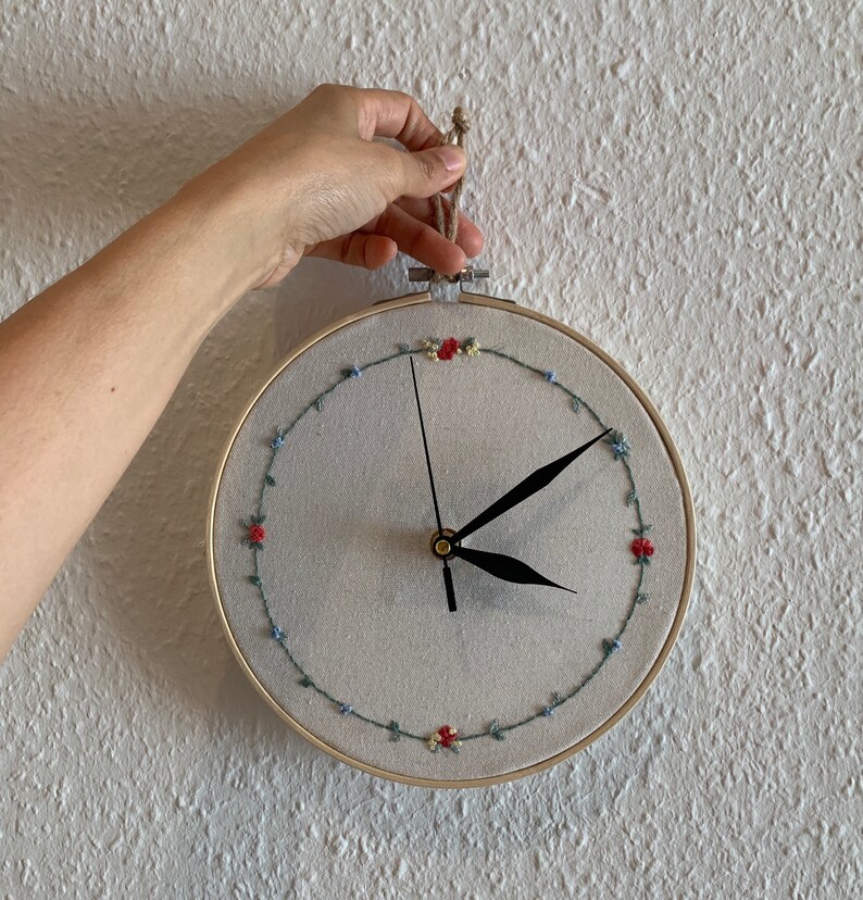 Beautiful Flower Clock Embroidery - Clock Handmade Room Decoration ...