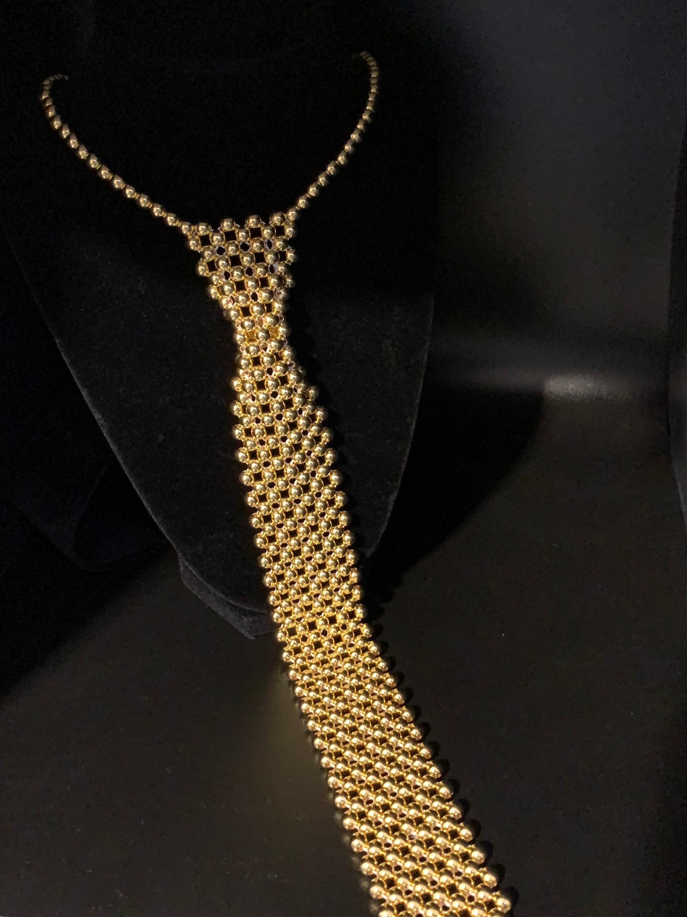 24 Carat Gold Colored Beaded Pearl Tie - Etsy Canada