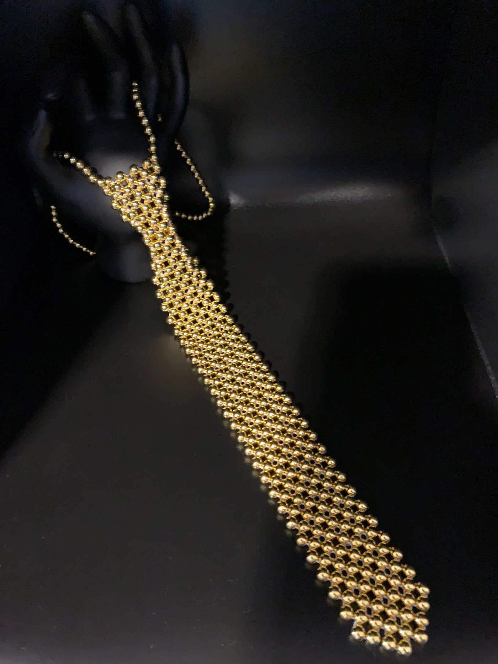24 Carat Gold Colored Beaded Pearl Tie - Etsy Canada